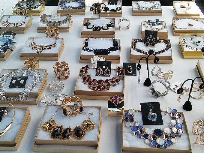 Jewelry displays sparkle with affordable glamour that would make any fashionista's heart skip a beat. 