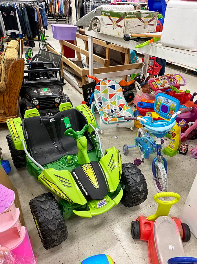 Childhood transportation hub where little Texans can find their first set of wheels. Slightly used joy, batteries not included.
