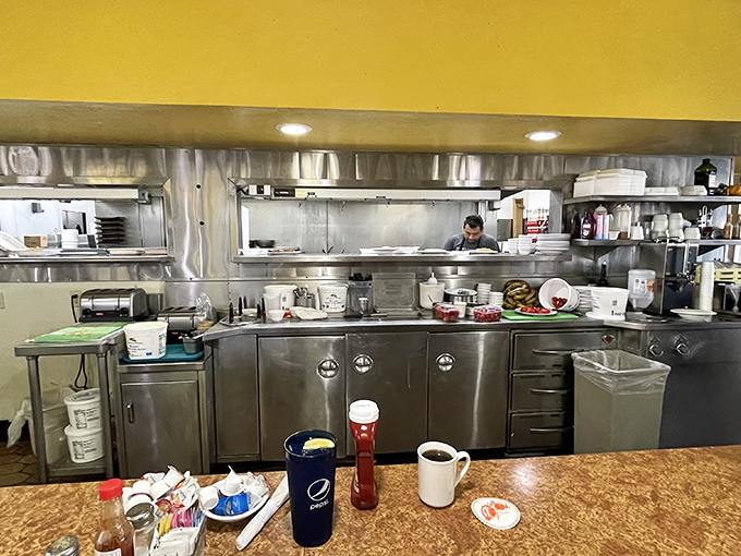 Behind every great breakfast is a kitchen that knows exactly what it's doing. Stainless steel, practiced movements, and zero pretension—just how morning meals should be made.