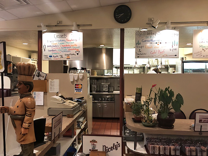 Behind the scenes, handwritten specials boards hint at the personal touch that makes Nicely's food taste like it was made just for you.