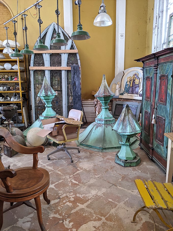 Industrial pendant lights hang like mechanical fruit, ready to transform your dining room from "nice enough" to "where did you find that?!"