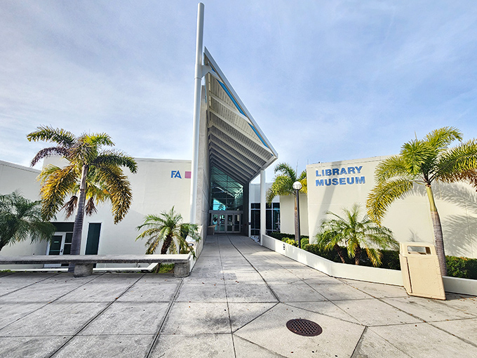 The modern lines of the Library Museum create an architectural surprise amid Tarpon Springs' historic charm&mdash;a contemporary cultural oasis under Florida skies.