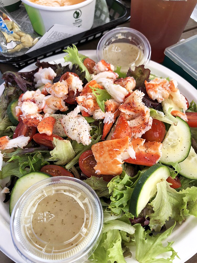 Garden-fresh greens become the supporting cast for the real star &ndash; chunks of sweet lobster meat that practically glow with freshness.