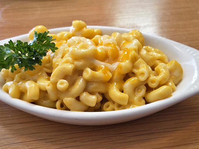 Mac and cheese that doesn't apologize for being exactly what it should be &ndash; creamy, golden, and utterly devoid of truffle oil or artisanal breadcrumbs.