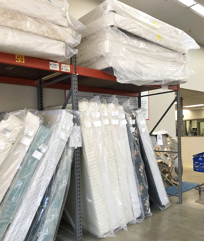 Mattress mountain: Where good night's sleep meets great deals, and shoppers mentally measure whether it'll fit up their staircase.