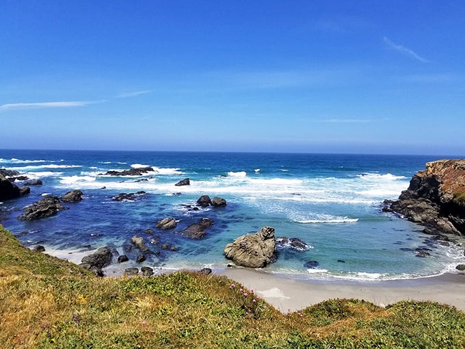 The Pacific doesn't just meet the land here &ndash; it performs an entire water ballet against the sculptural rocks of Mendocino's coastline.