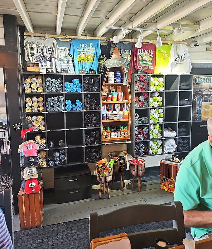 The merch wall is dangerously tempting after a couple of drinks. "Do I need another t-shirt?" is always answered with "Yes" here.