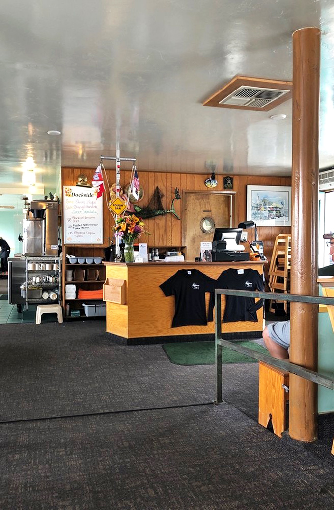Where the magic happens &ndash; the counter area reveals Dockside's working-class heart beneath its seafood-slinging exterior.