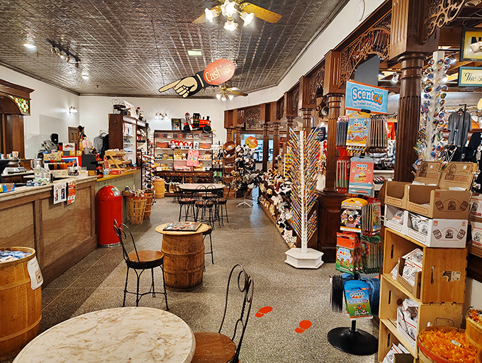 Not just a restaurant but a full-blown country mercantile, where shelves overflow with gifts, candies, and treasures waiting to be discovered.