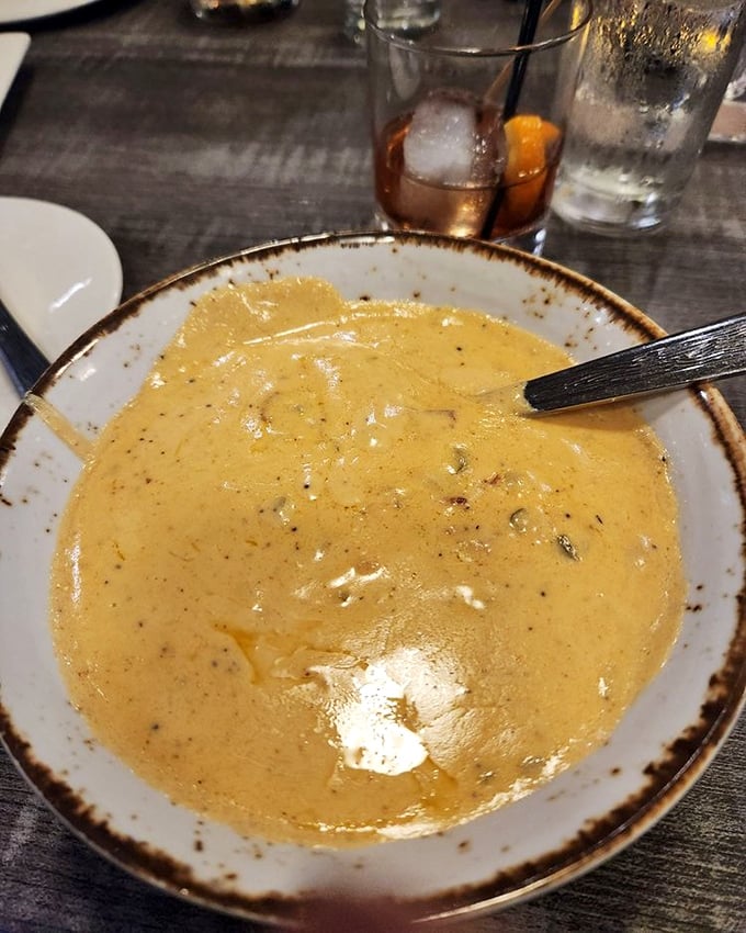 A soup that wraps around you like a warm blanket on a cold day. That rich color promises depth of flavor beyond ordinary broth.