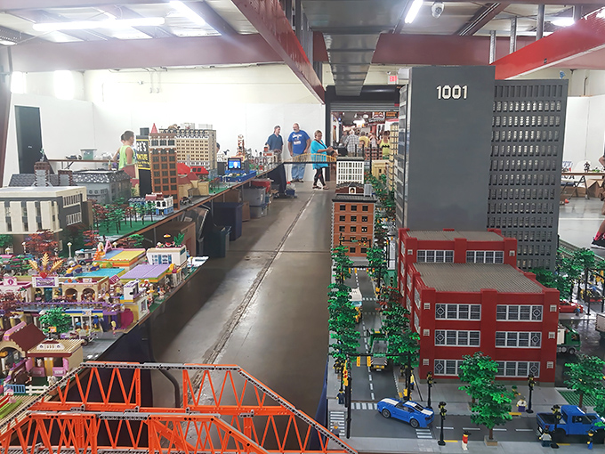 An intricate LEGO cityscape draws admirers of all ages. In this miniature metropolis, someone's painstaking work becomes everyone else's wonder.