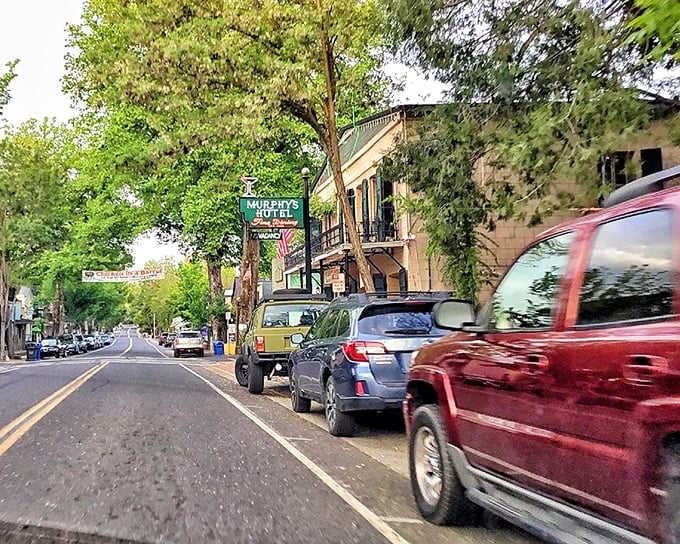 The legendary Murphys Hotel stands as the town's anchor, its balconied facade a testament to Gold Rush prosperity that never faded.