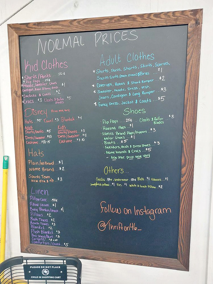 The price board that proves inflation hasn't visited this corner of Florida. These numbers look like they're from a 1995 time capsule.