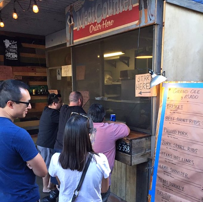 The line forms here for meat nirvana. That "Start Here" sign might as well say "Your diet ends here."