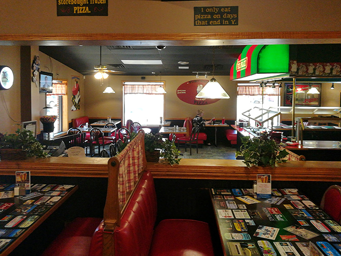 Red booths and retro charm create the perfect backdrop for carbohydrate-fueled conversations and family gatherings.