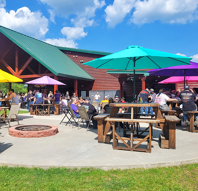 Where leather jackets meet wooden tables&mdash;the outdoor seating area proves that fresh air makes the BBQ taste even better.