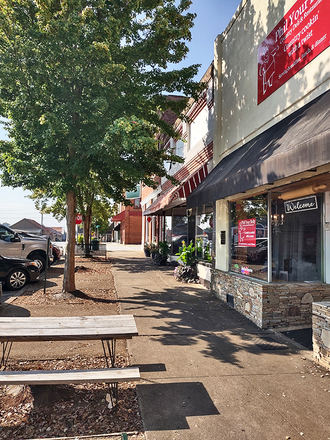Main Street Lavonia offers that quintessential small-town Georgia charm. The shaded sidewalk practically whispers, "Slow down, friend&mdash;good food and conversation await."