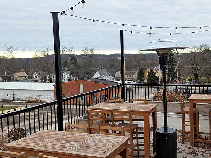 String lights and outdoor seating transform any meal into an al fresco experience worthy of European caf&eacute; dreams.