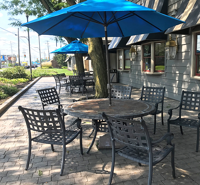 Outdoor seating for when you need fresh air between courses. Those blue umbrellas have witnessed many food-induced naps. 