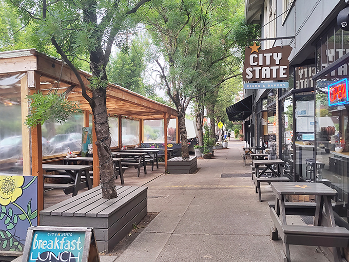 Portland's outdoor dining game is strong at City State, where sidewalk tables let you enjoy pancakes with a side of people-watching.