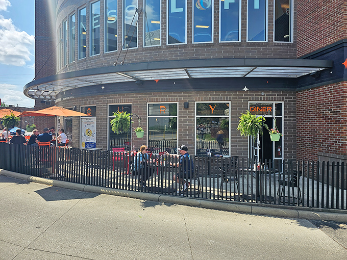 Summer unlocks Mercury's outdoor seating area&mdash;a fenced patio where pancakes taste even better under actual sky rather than painted planets.