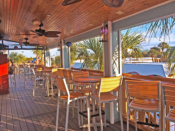 Paradise found: sun-dappled outdoor seating with glimpses of palm trees and ocean breezes. Florida dining doesn't get more quintessential than this.
