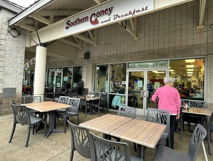 Outdoor seating for those "too nice to be inside" South Carolina mornings, where breakfast and people-watching form a perfect pair.