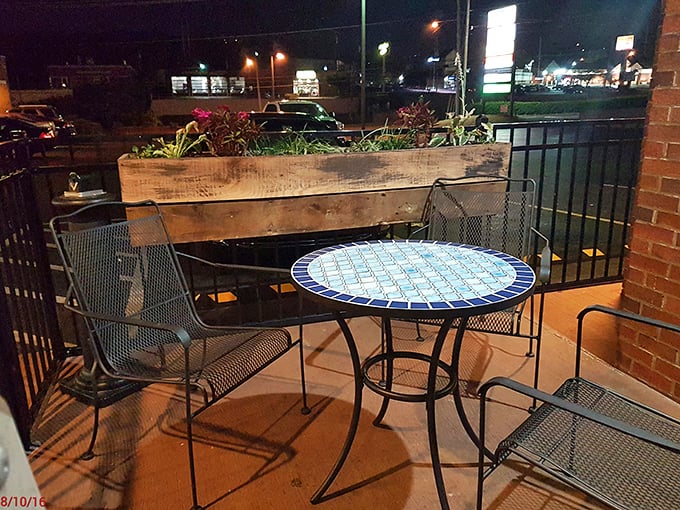 The outdoor patio offers a moment of quiet reflection&mdash;or recovery&mdash;after experiencing what might be Tennessee's most intense flavor journey.