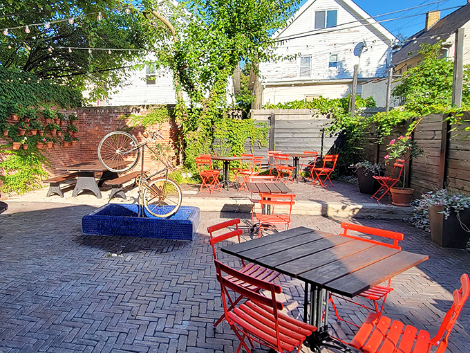 The outdoor patio where Cleveland summers and great pizza create the perfect urban escape.