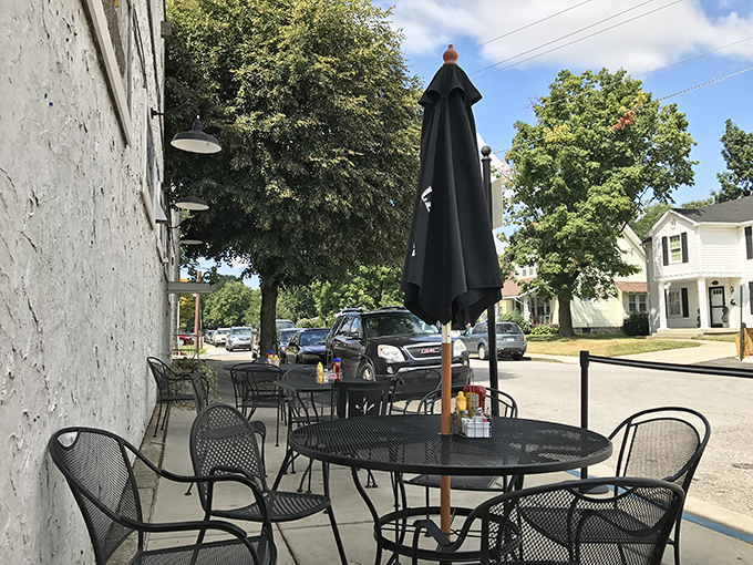 Outdoor seating for those perfect Indiana days when the humidity takes a rare vacation and you can enjoy your tenderloin with a side of fresh air.