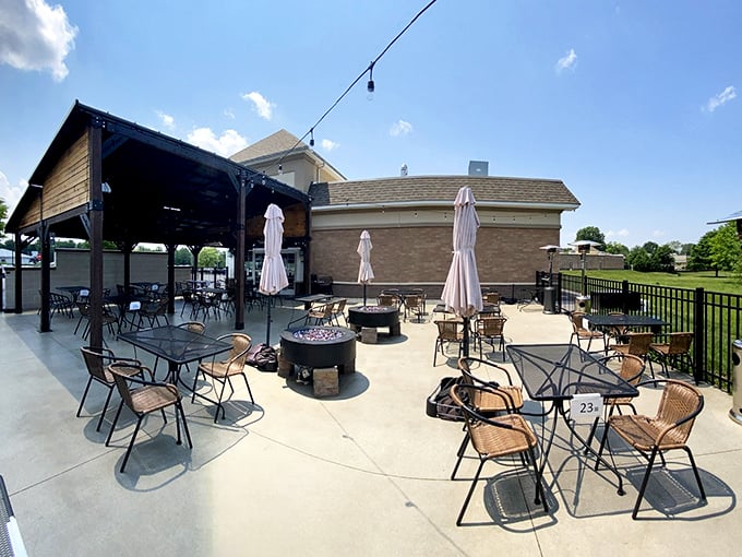 The outdoor patio&mdash;where fresh air enhances every sip and bite. Those fire pits aren't just for show; they're conversation starters.