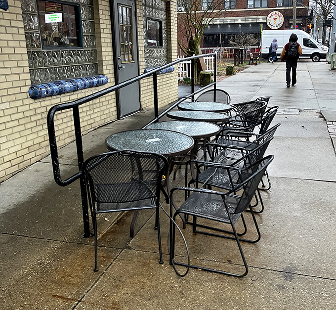 Outdoor seating for those brave Ohio souls who consider 50 degrees "patio weather."