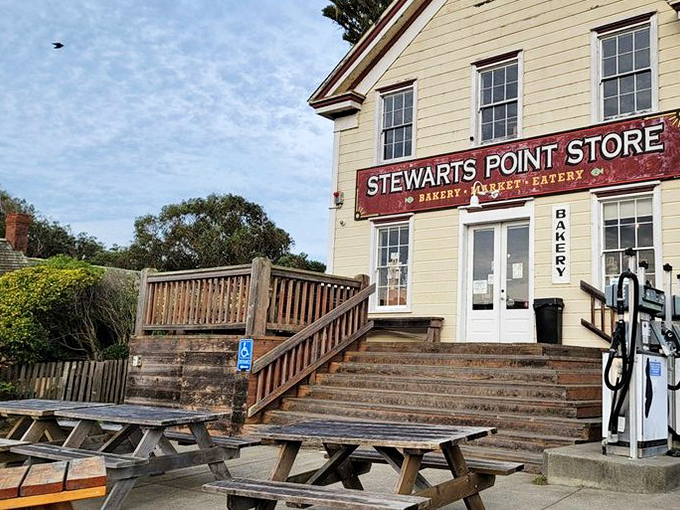 The humble entrance belies the culinary magic within. Those wooden steps have launched thousands of food pilgrimages along Highway 1.