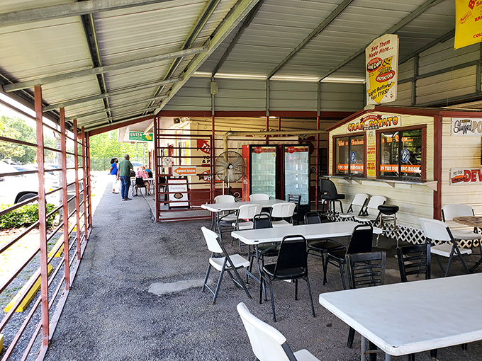 The covered outdoor seating area offers a perfect spot to savor your sandwich while watching Tampa life unfold around you.
