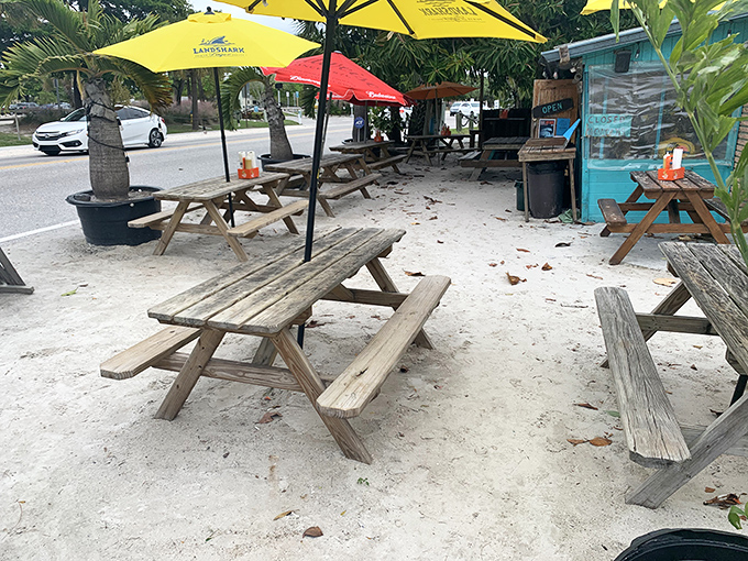 Outdoor seating where sandy feet are welcome and ocean breezes provide the perfect seasoning to every bite.