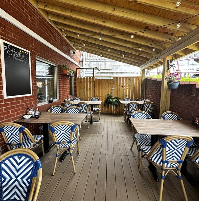 The outdoor patio with string lights&mdash;where summer breakfasts transform into al fresco memories worth driving across Pennsylvania for.