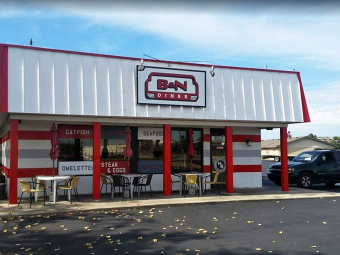 Outdoor seating for the brave Indiana souls who believe fresh air enhances the flavor of breakfast, regardless of season.