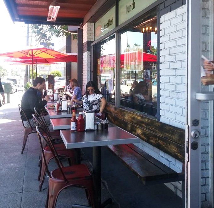 Sidewalk seating at Millie's isn't just outdoor dining&mdash;it's front-row tickets to the greatest show in town: Los Angeles in its morning glory.