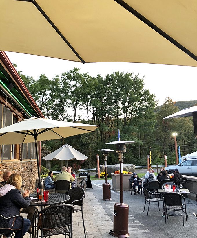 Outdoor dining with a view of the Poconos that turns every meal into an occasion, where mountain air serves as the perfect appetizer.