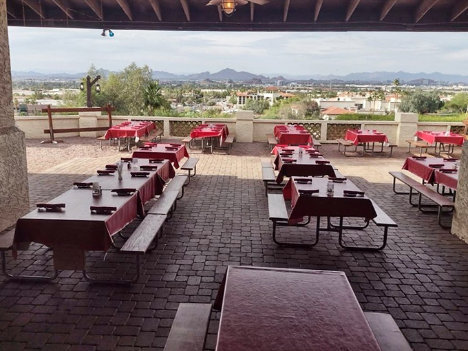 The patio offers Phoenix views that pair perfectly with prime rib. Mother Nature showing off her sunset skills while you contemplate a second helping.