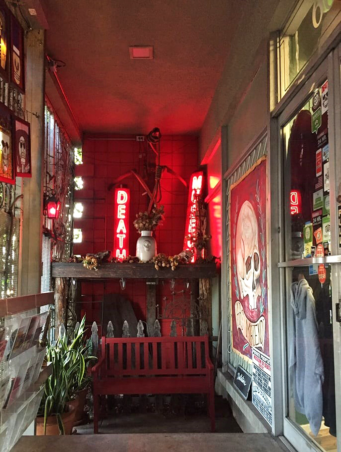 The museum's outdoor seating area provides a peaceful spot to process all the heavy material you've just experienced inside. 