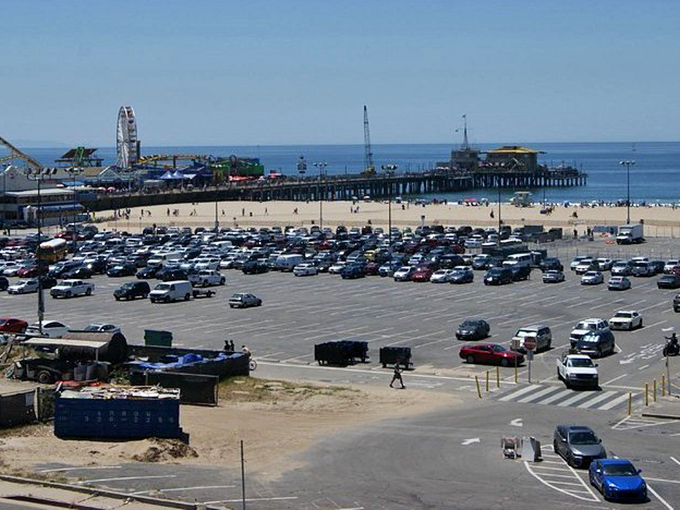 Even the parking lot offers ocean views. In Los Angeles, that's what we call prime real estate with a side of sea breeze.