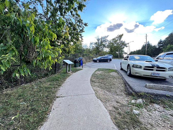 The most misleading parking lot in Ohio. "Just another suburban stop," it whispers, while hiding a natural wonder down those stairs.