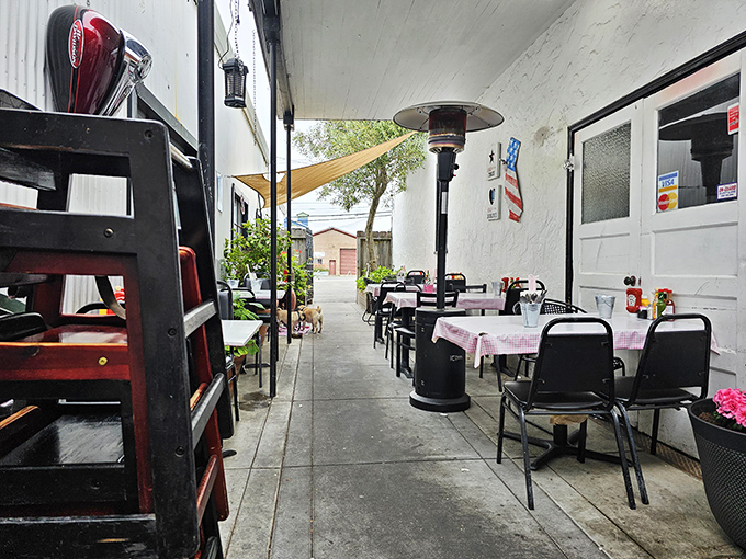 Outdoor seating that feels like dining in a secret garden. The perfect spot for people-watching while your breakfast digests.