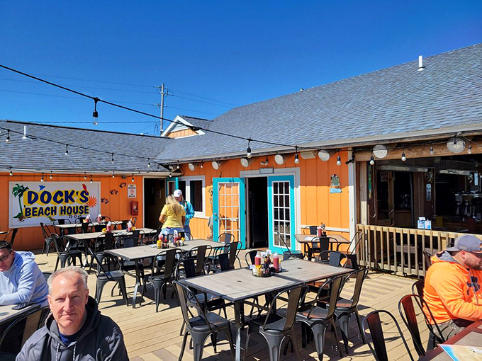 Colorful patio seating offers front-row seats to Lake Erie's ever-changing moods and breathtaking views.