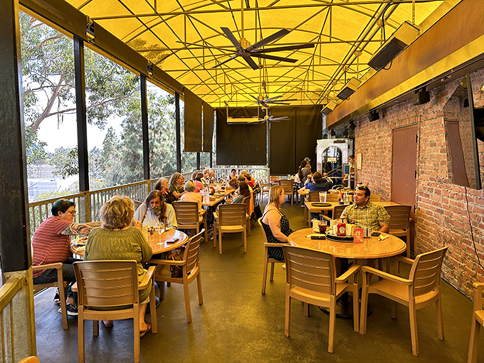 The patio where California sunshine meets classic diner charm in perfect harmony every single day.