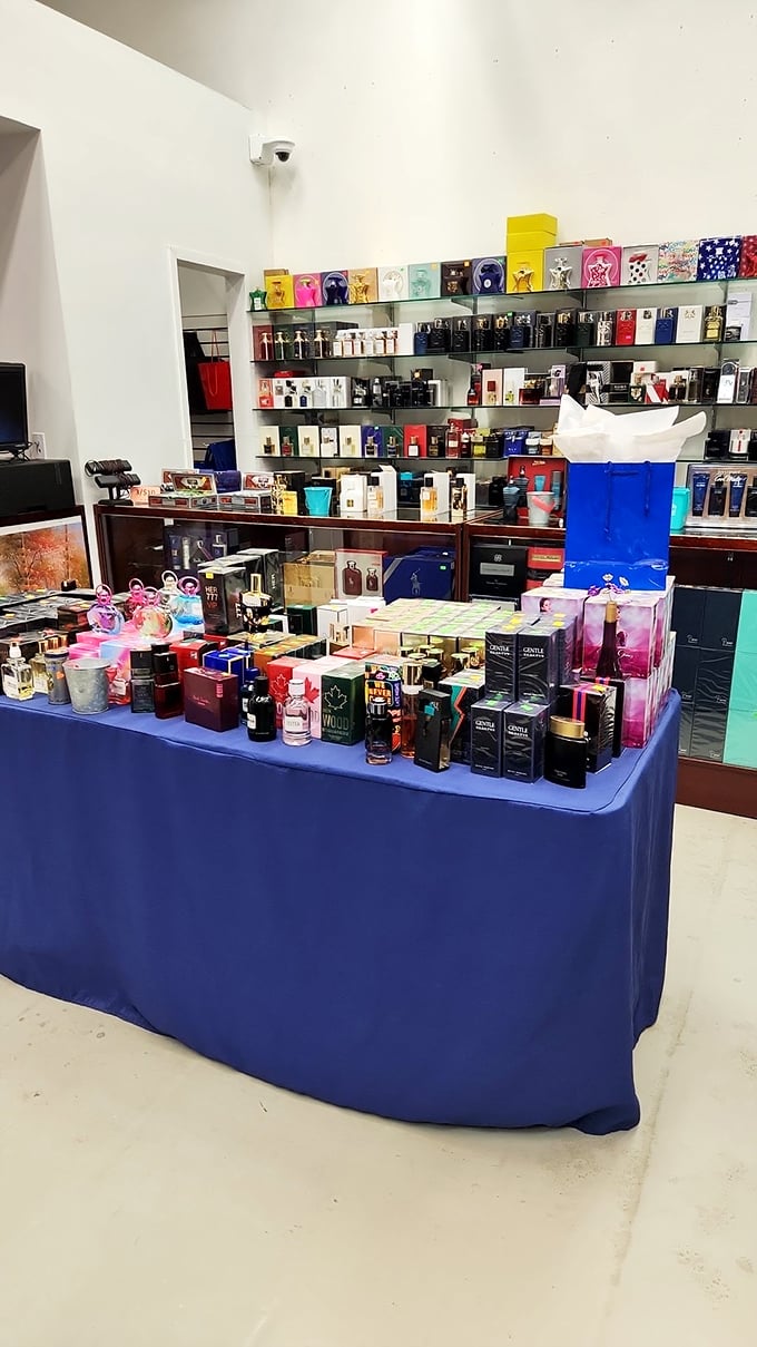 Perfume paradise! One spritz and you'll either smell like a million bucks or like someone who spent twenty dollars at a flea market.