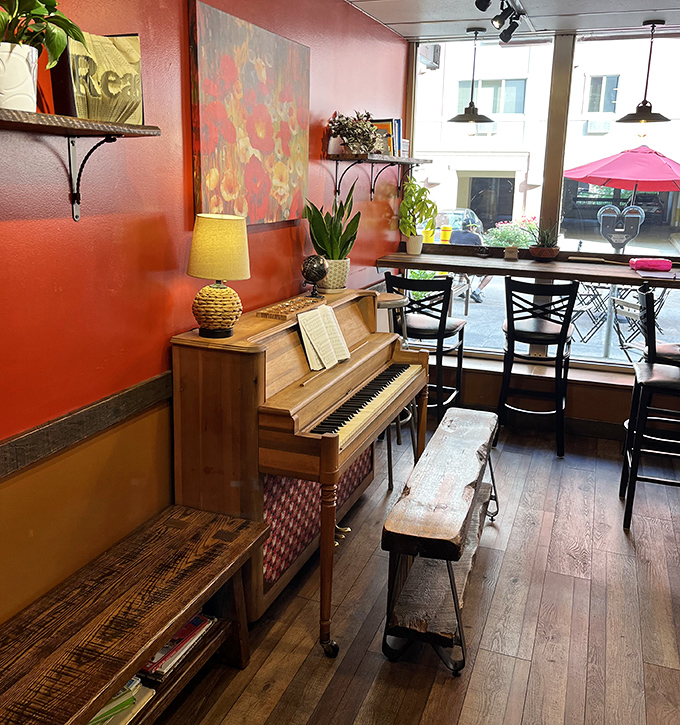 The piano corner&mdash;where caffeine, carbs, and occasional Chopin create the perfect ambiance for lingering conversations.