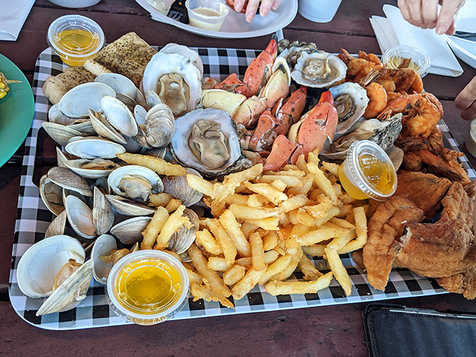 The seafood platter that makes grown adults gasp with delight. Clams, oysters, shrimp, and crab living harmoniously on one plate&mdash;a United Nations of deliciousness.