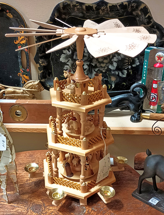 This intricate wooden Christmas pyramid isn't just decoration&mdash;it's engineering artistry that would make any German craftsman proud.